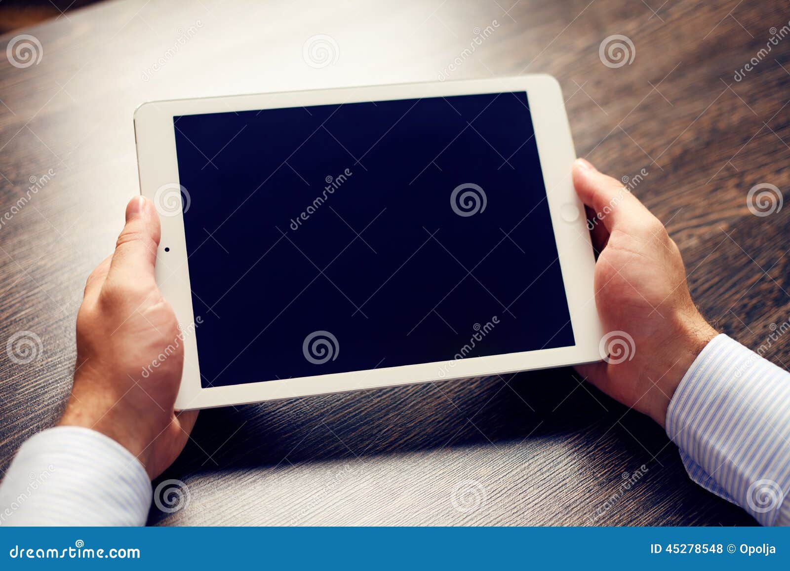 White Digital Tablet on Table Stock Photo - Image of document, display ...