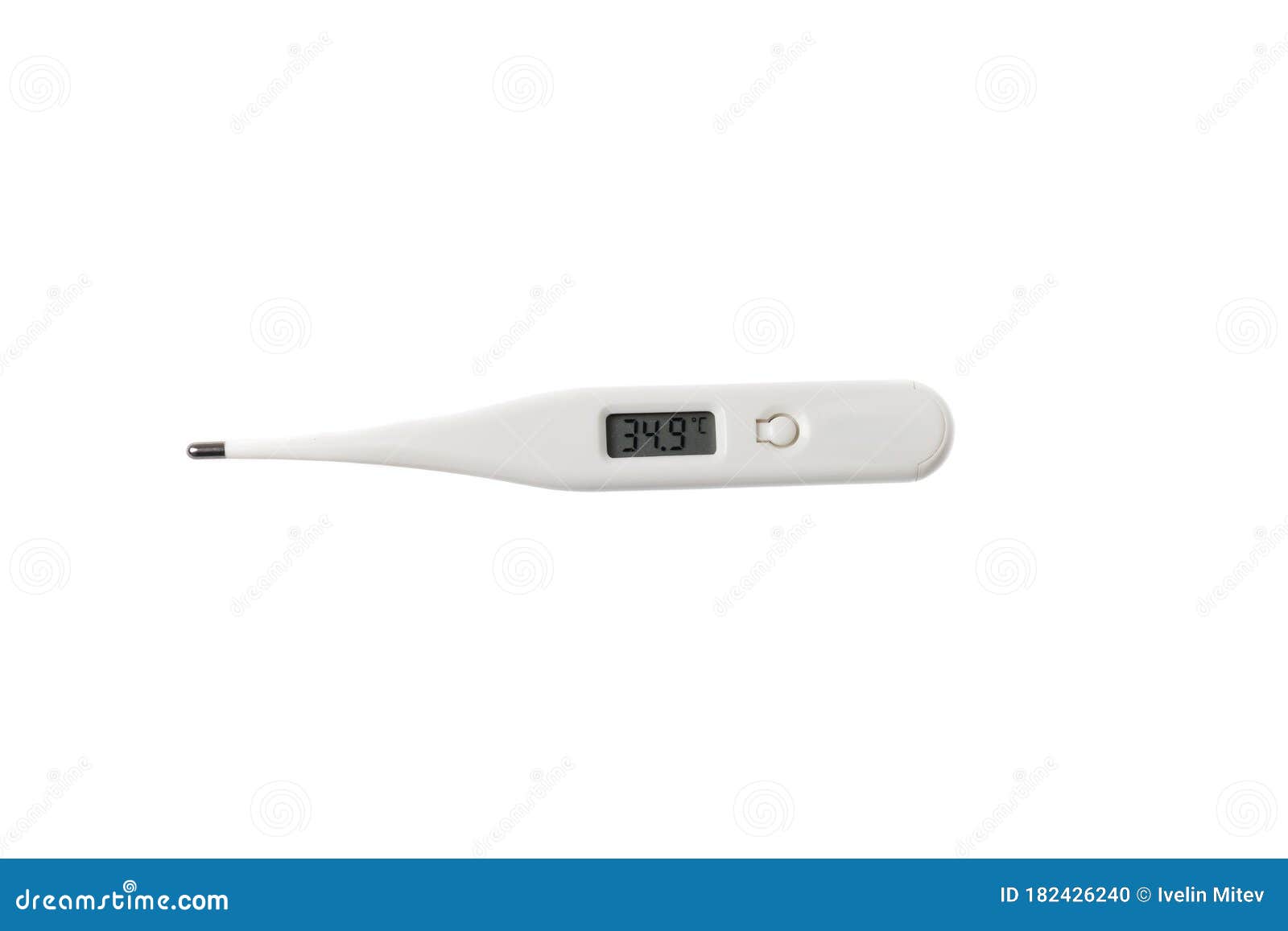 White Digital Thermometer Showing the Measured Temperature, Isolated on ...