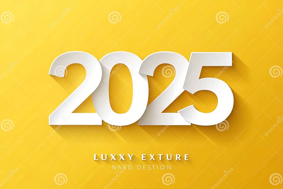 White 2025 Digits on Yellow Background Stock Illustration ...