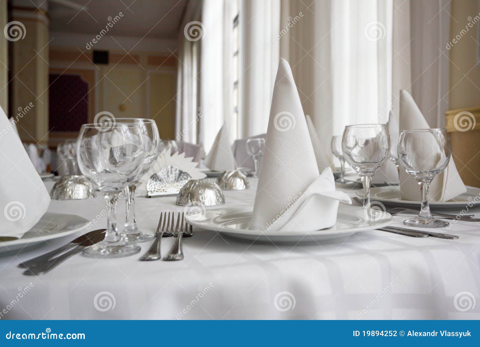 White Dining Table in a Restaurant Stock Photo - Image of table, life ...