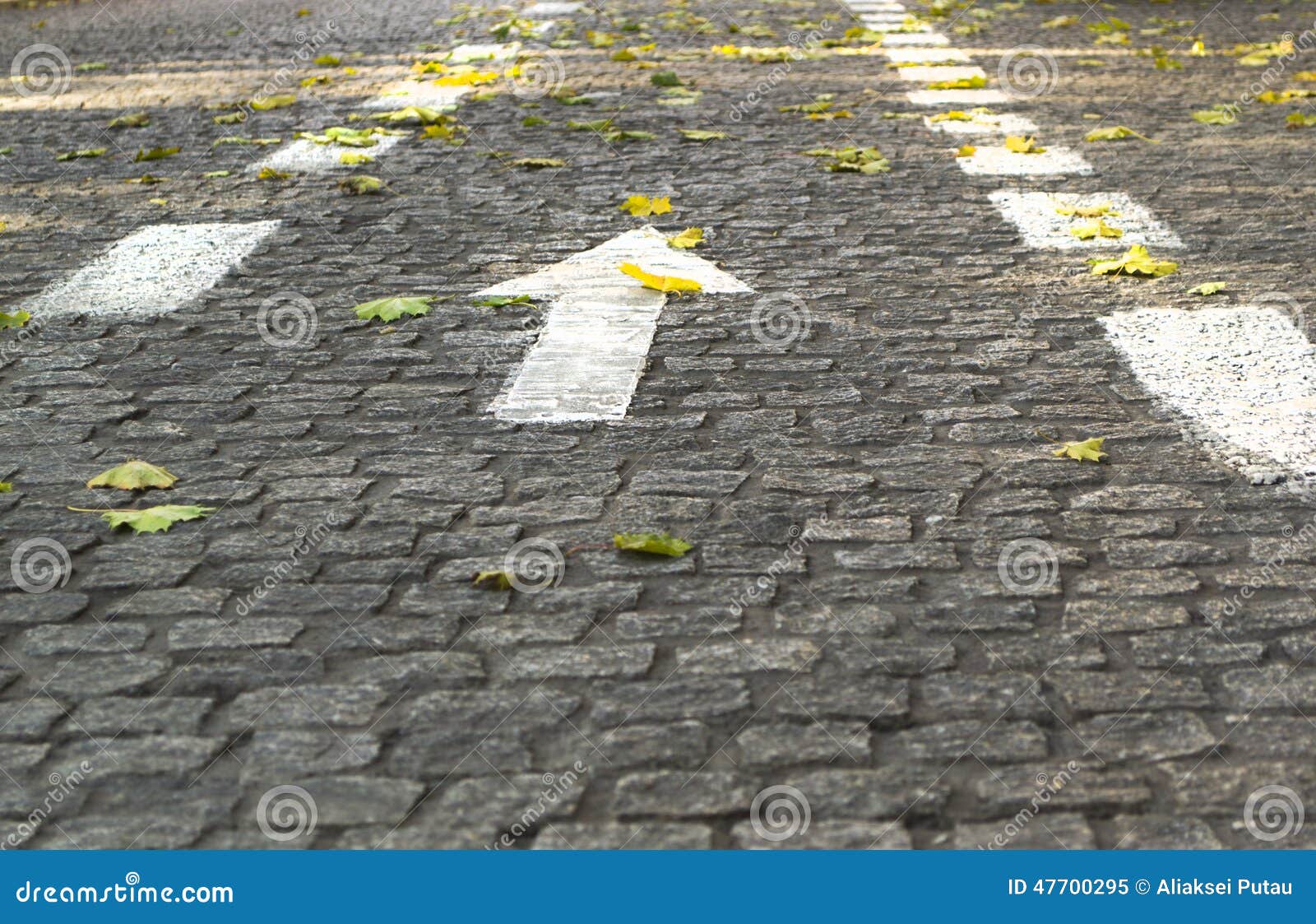 White Directional Arrow on Stone Pavement Stock Image - Image of ...
