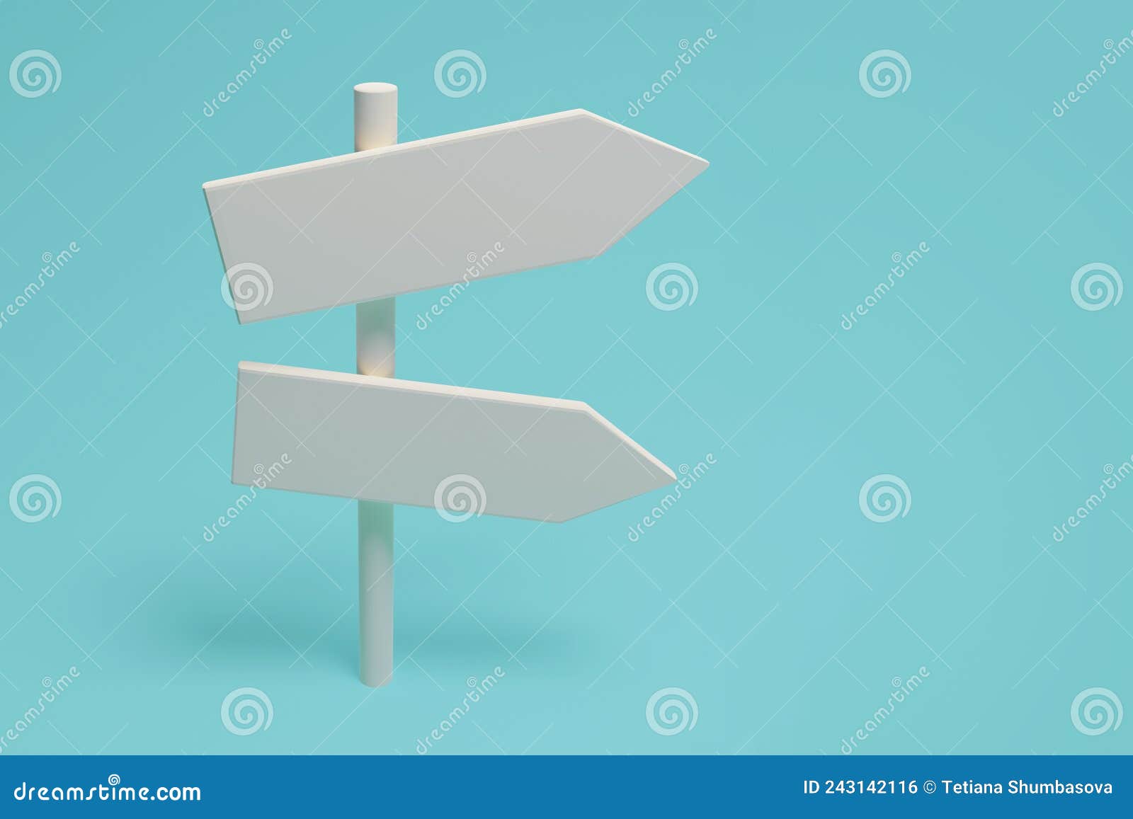 White Directions Sign on Blue Bluebackground. 3d Rendering Stock ...
