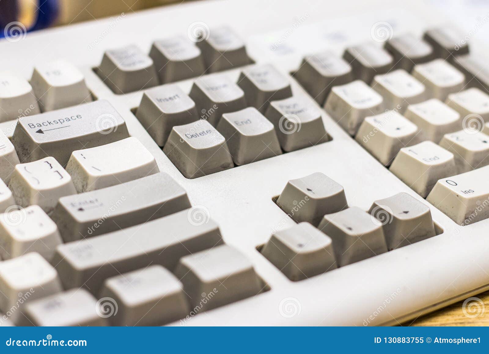 White and Dirty Keyboard of an Old Desktop Computer Stock Image - Image ...