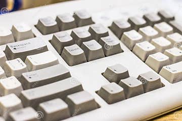 White and Dirty Keyboard of an Old Desktop Computer Stock Image - Image ...