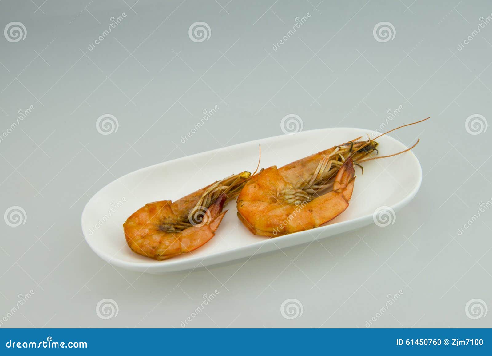 White dish, steamed prawns stock photo. Image of life - 61450760