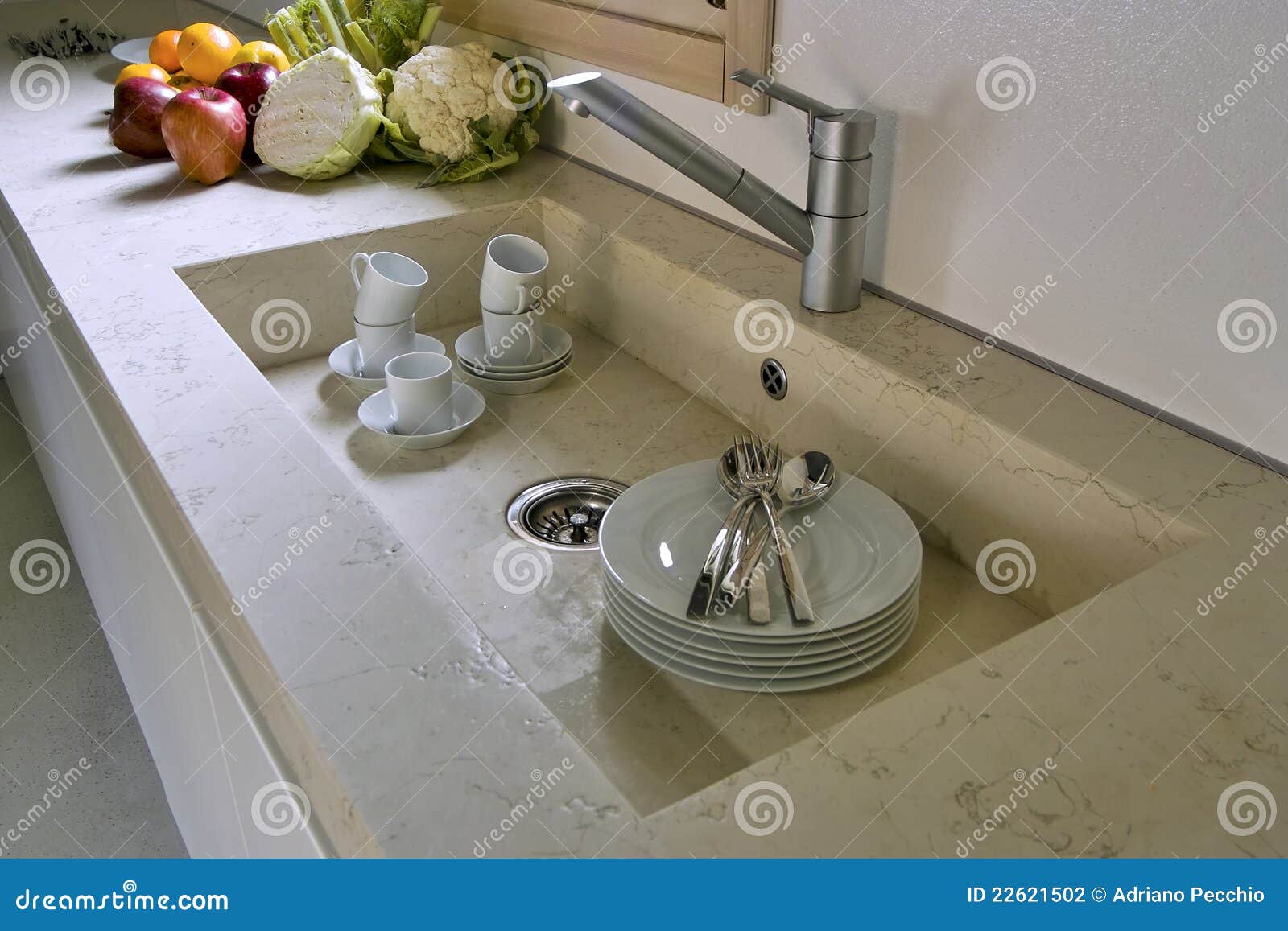 Marble Sink In A Public Restroom With Retro Golden Water Tap With ...