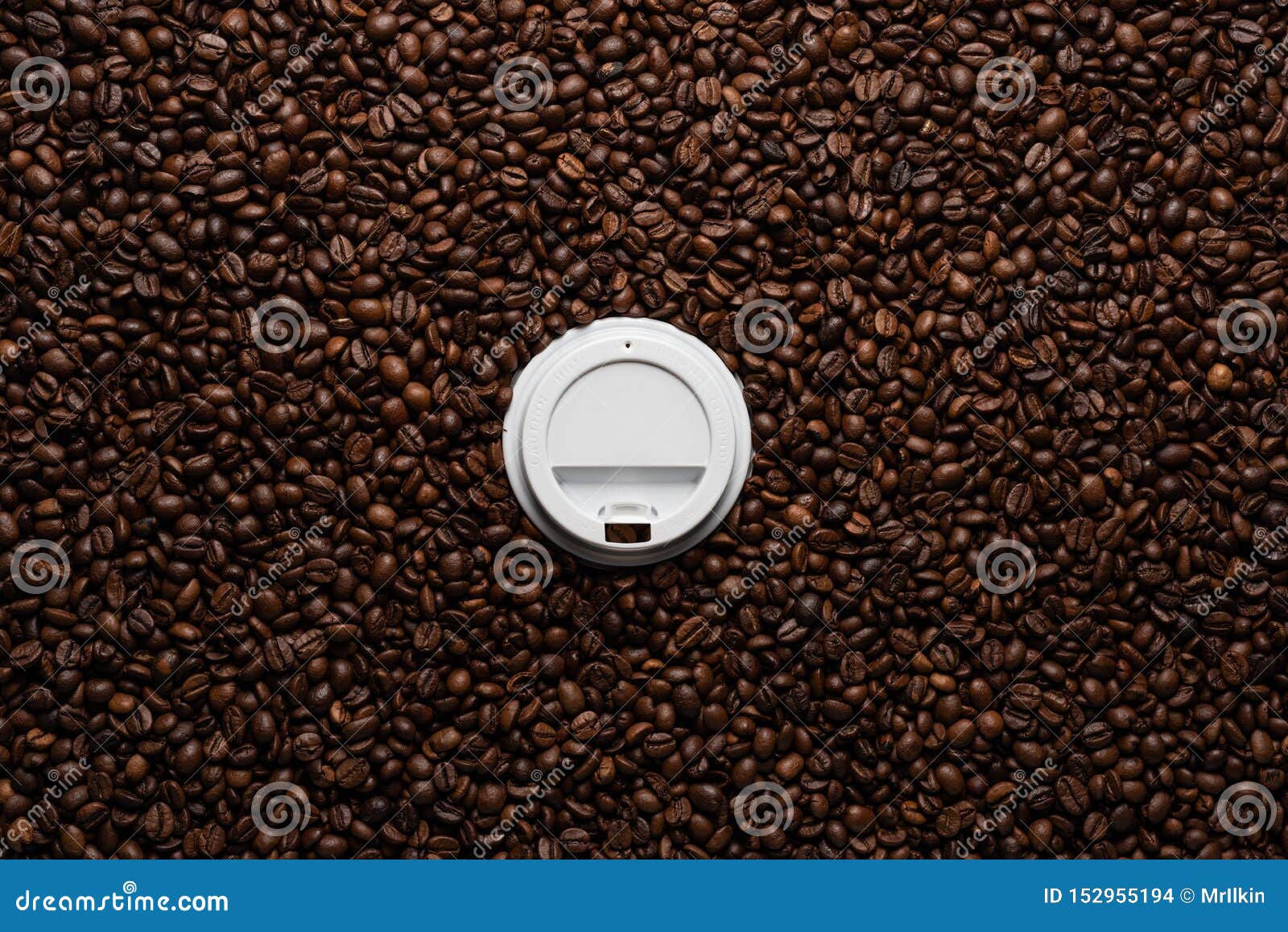 White Disposable Cap for a Cup, Against the Background of Coffee Beans ...