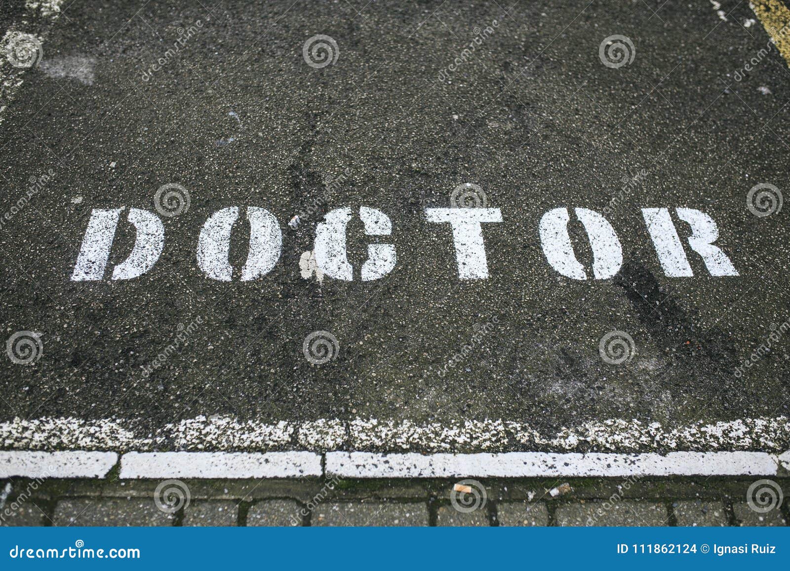 White Doctor Sign Painted in a Road Stock Photo - Image of medicine ...