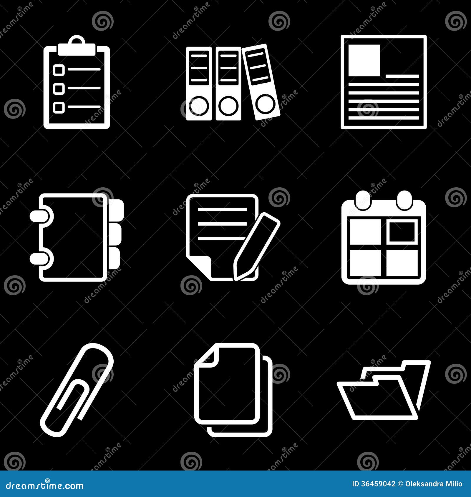White Document Office Icons Stock Vector - Illustration of write ...