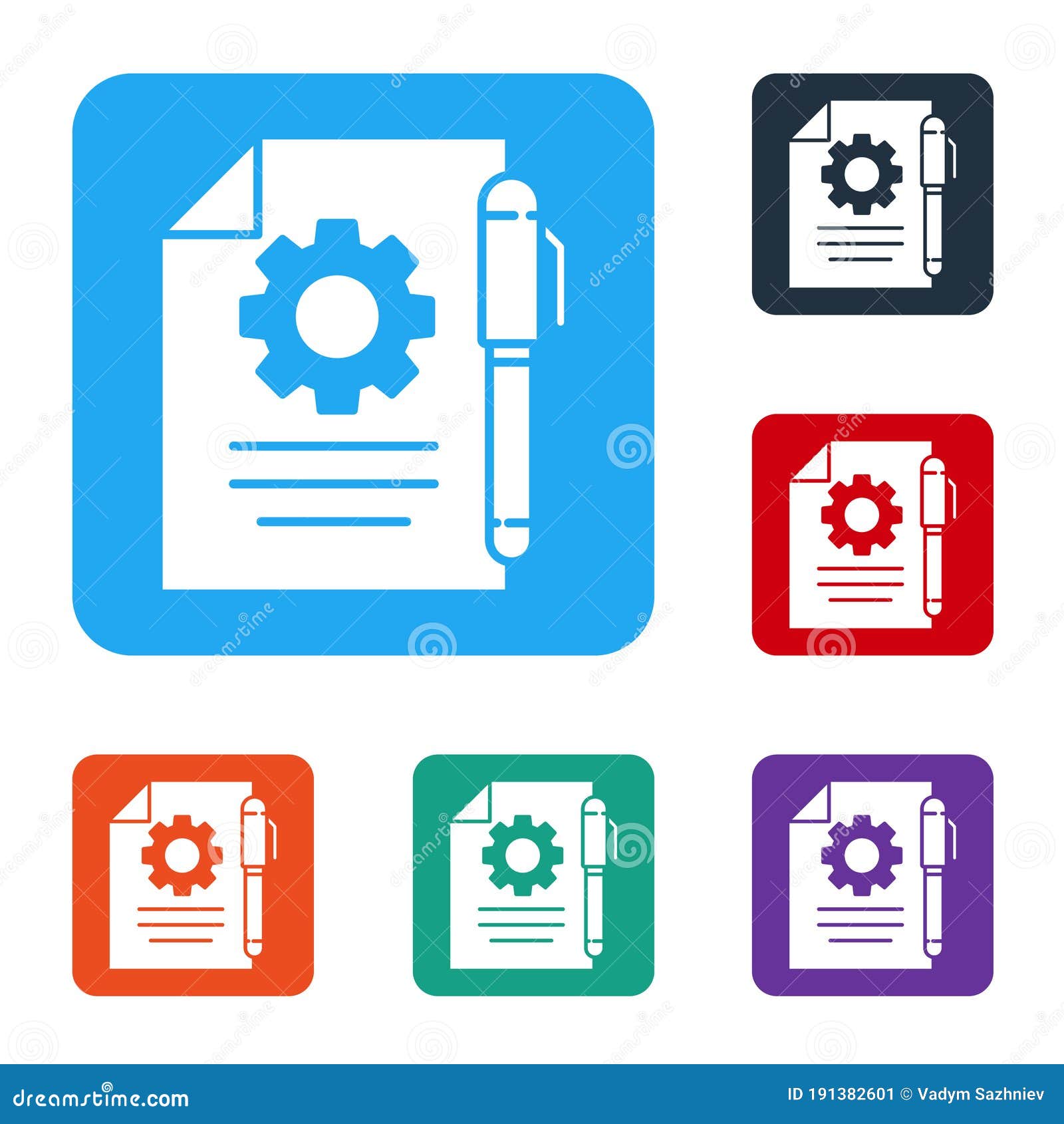 White Document Settings with Gears Icon Isolated on White Background ...