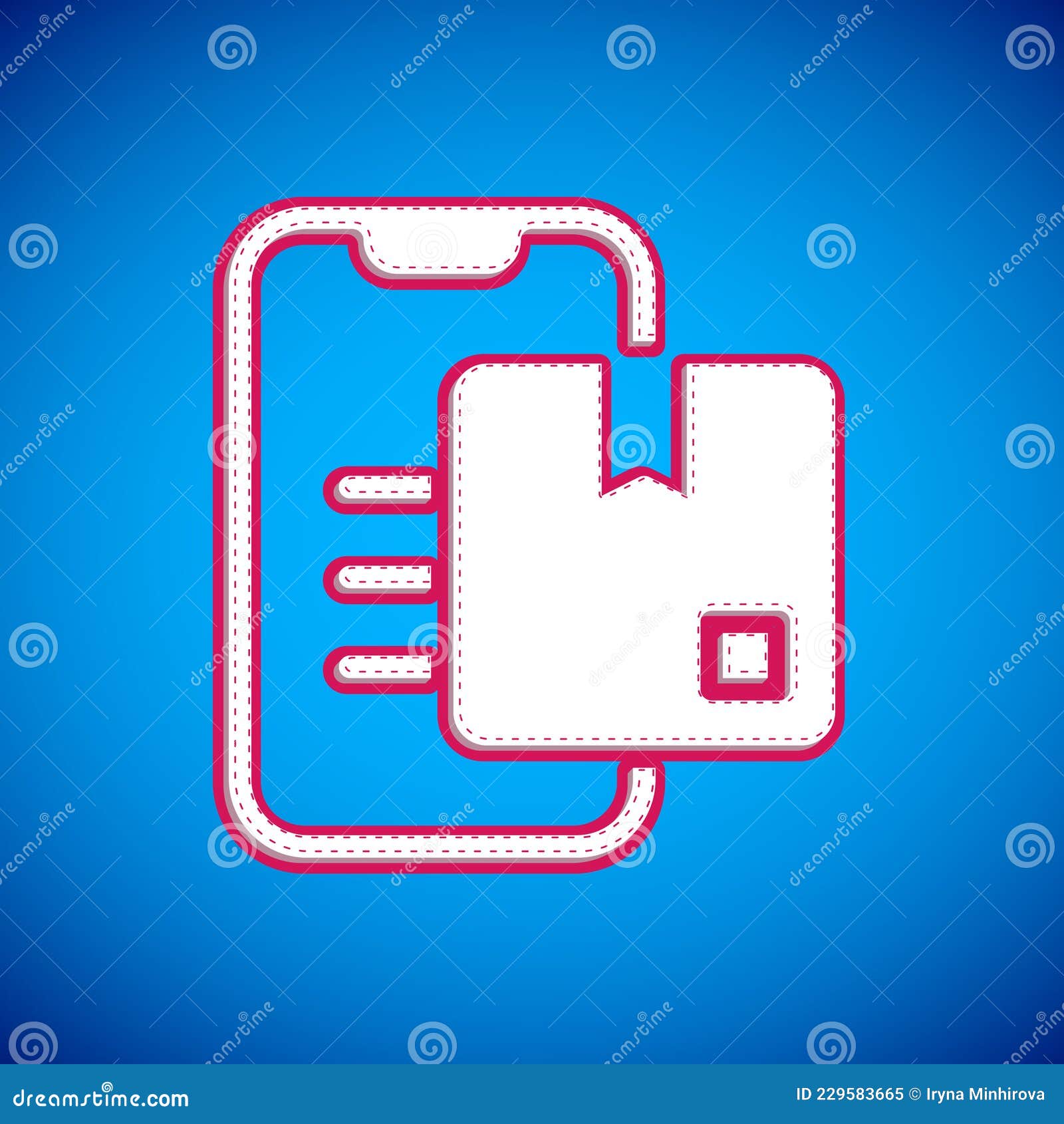 White Document Tracking Marker System Icon Isolated on Blue Background ...