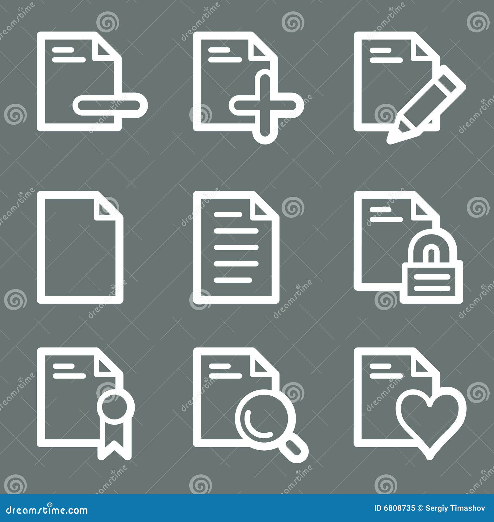 White Document Web Icons Set 2 Stock Vector - Illustration of internet ...