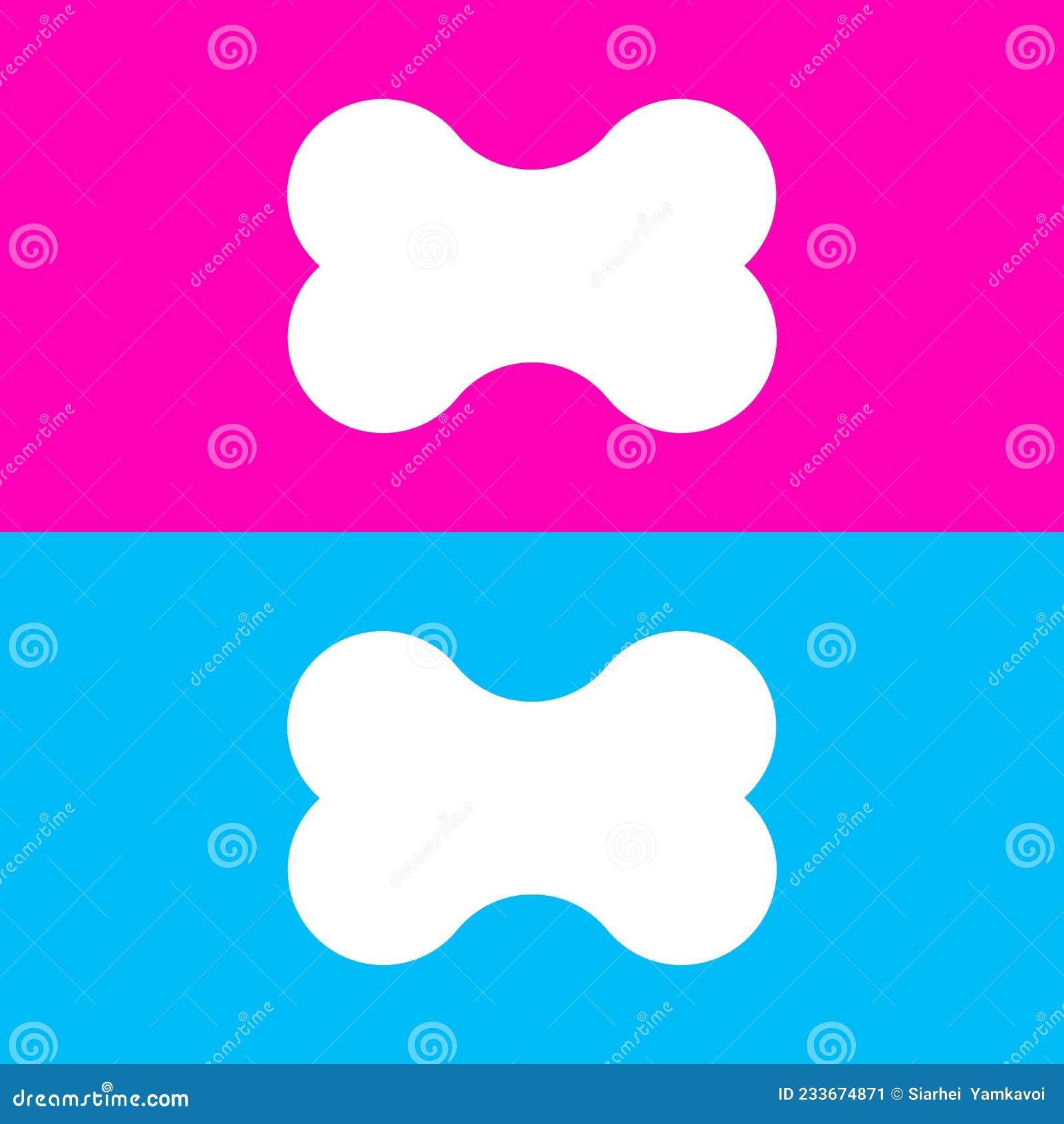 White Dog Bone on a Blue and Pink Background. Isolated Vector ...
