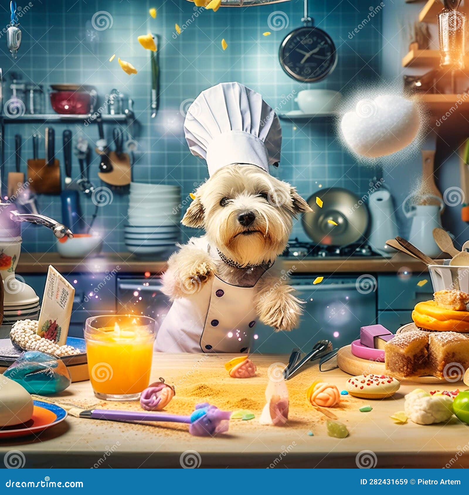 White Dog Cook, Generative AI Stock Illustration - Illustration of ...