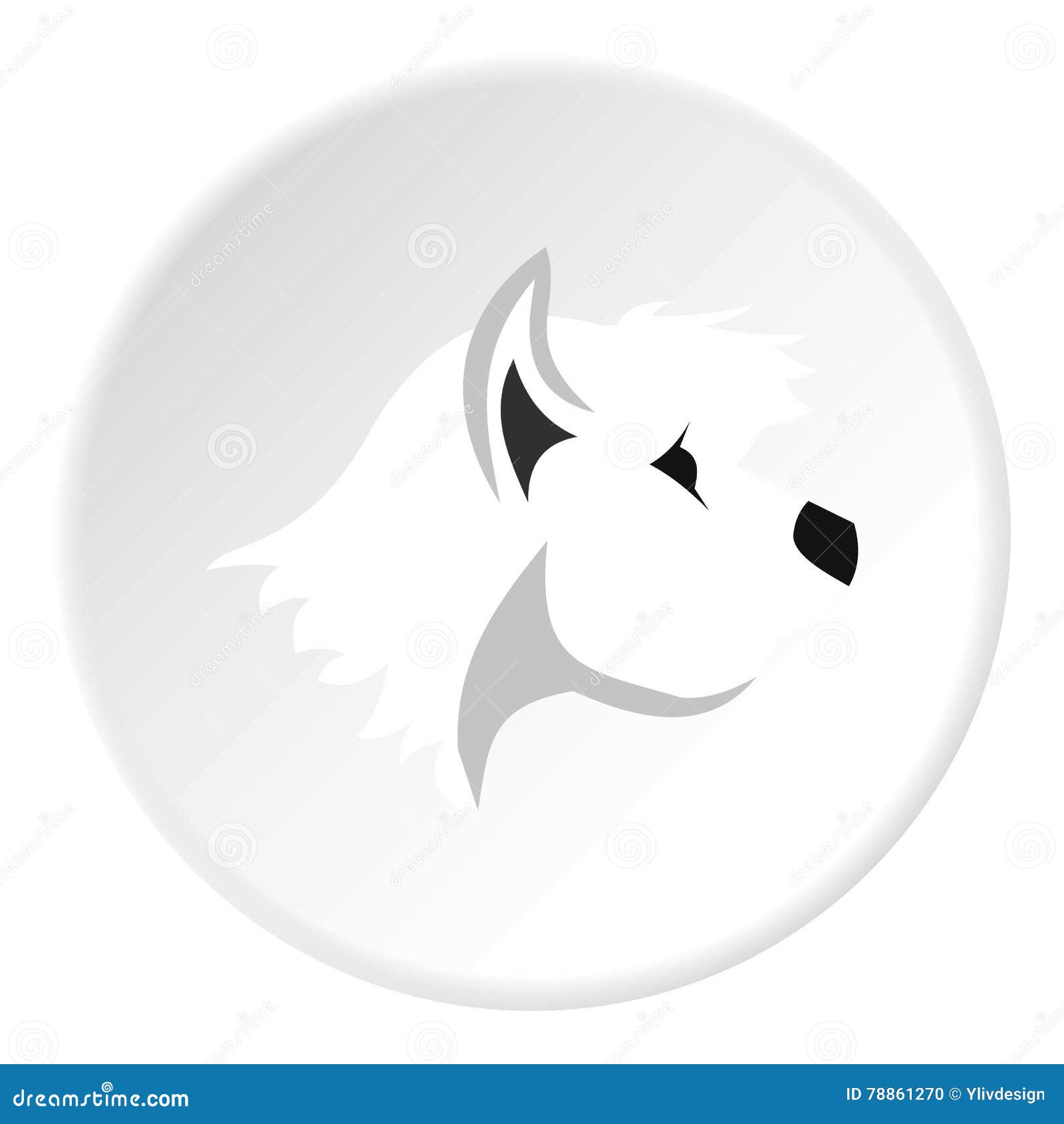 White dog icon, flat style stock vector. Illustration of concept - 78861270