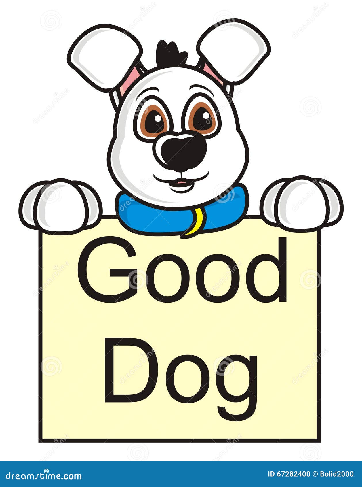 White Dog with Sign a Good Dog Stock Illustration - Illustration of ...