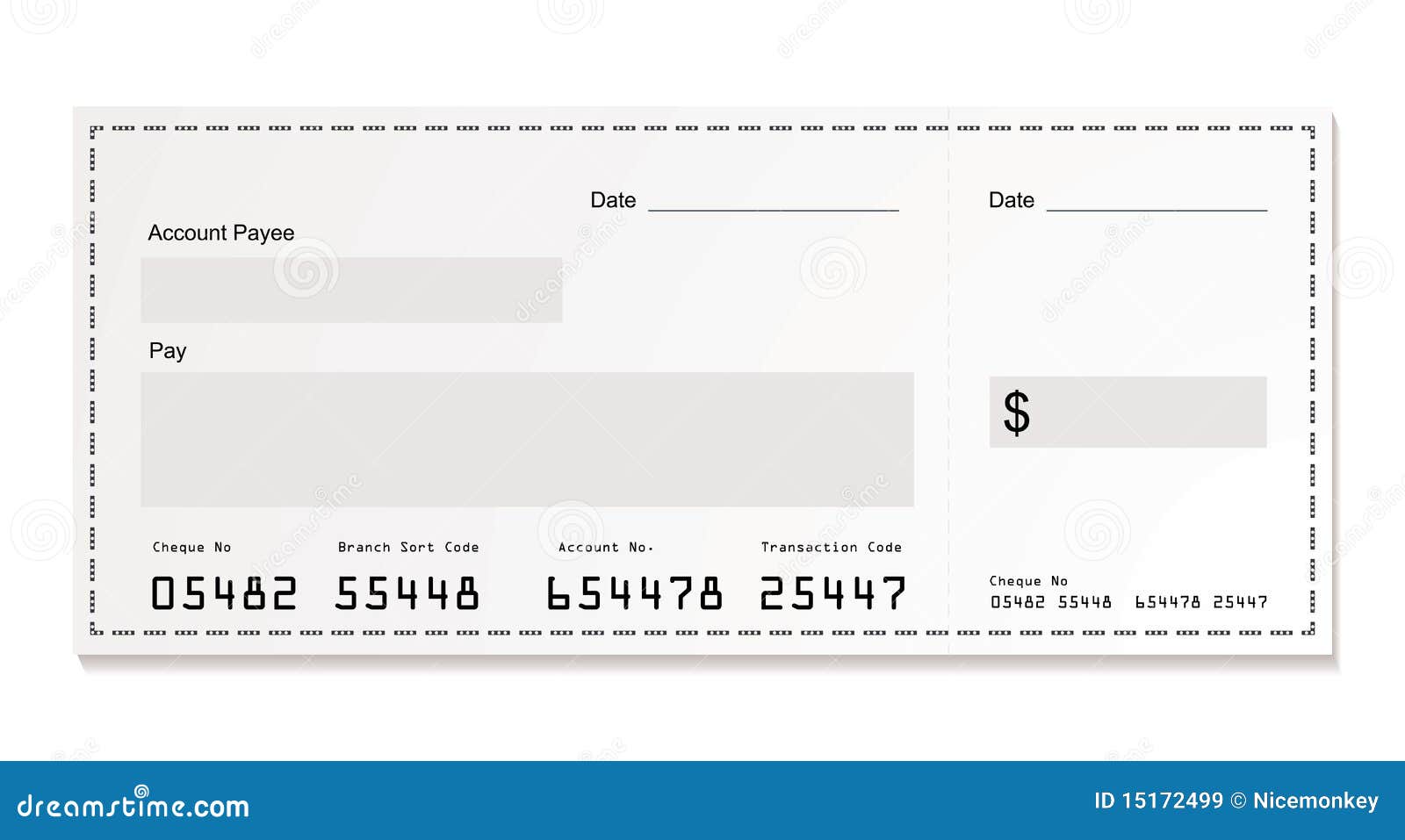 White dollar cheque stock vector. Illustration of cheque - 15172499