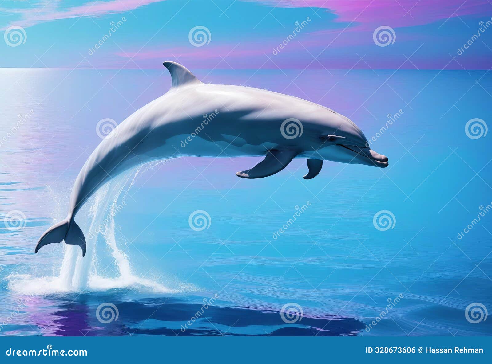 A White Dolphin Jumping Out of the Water Stock Illustration ...