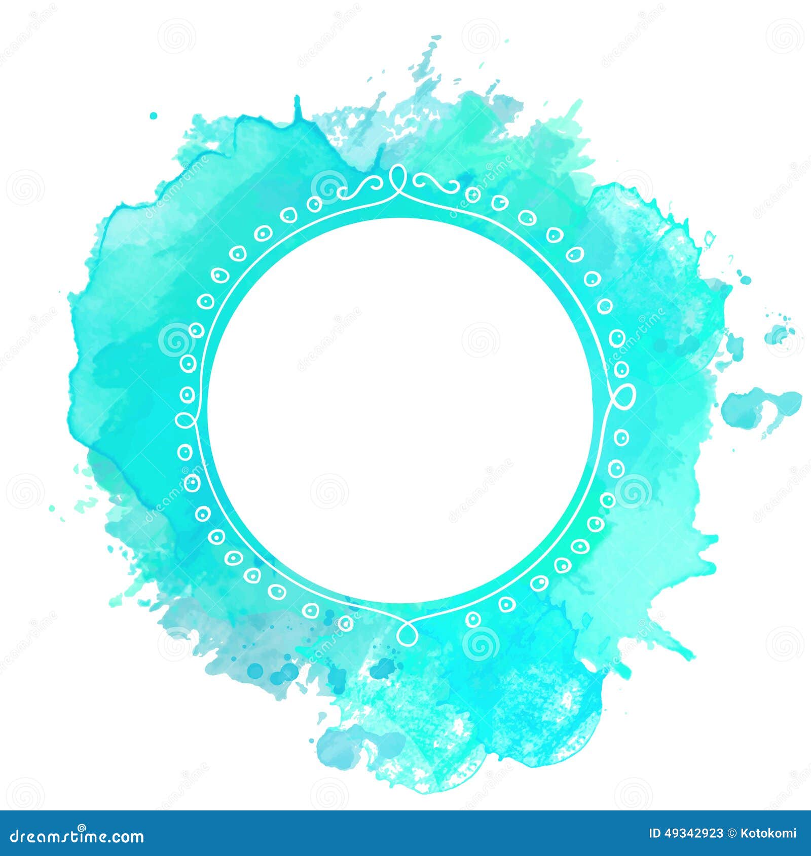 White Doodle Frame on Turquoise Paint Splash Stock Vector ...