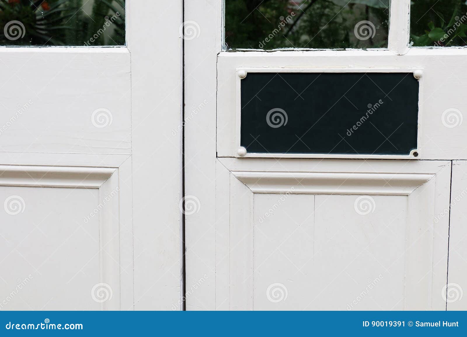 White Door with Black Blank Sign Stock Image - Image of signage, closed ...