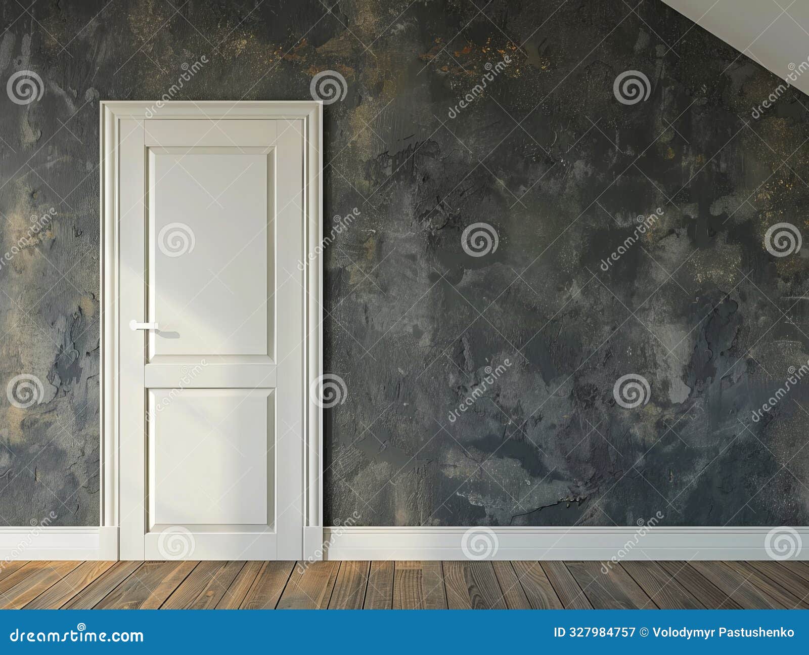 A White Door in an Empty Room with a Gray Wall Stock Image - Image of ...