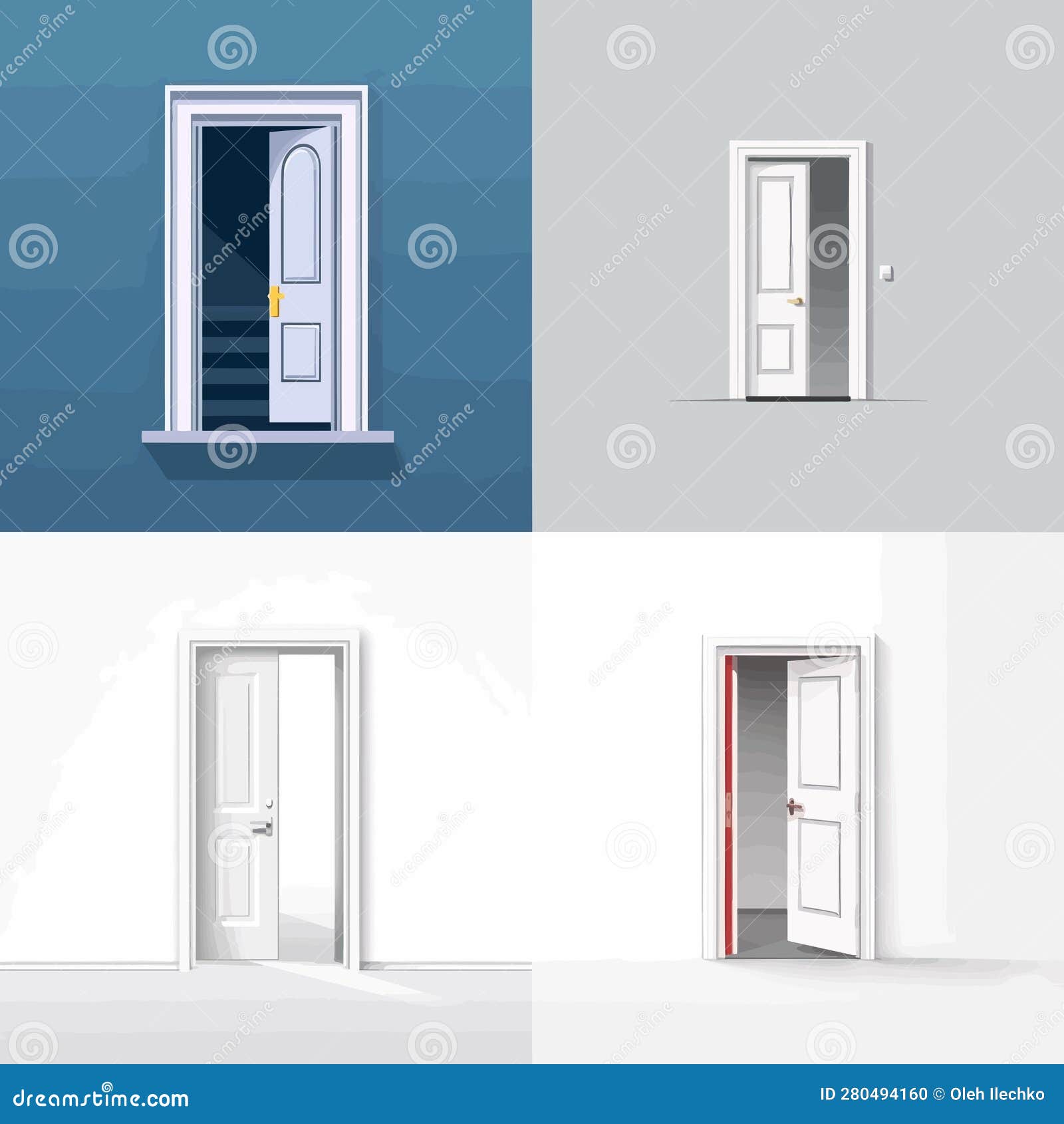 White Door Set Vector Illustration Isolated Illustration Stock Vector ...