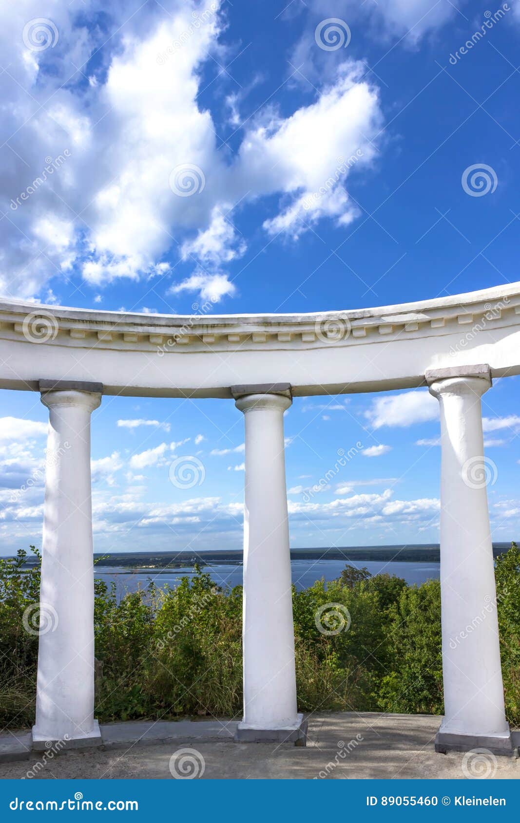 White Doric Columns Blue Sky with Clouds Stock Photo - Image of empire ...