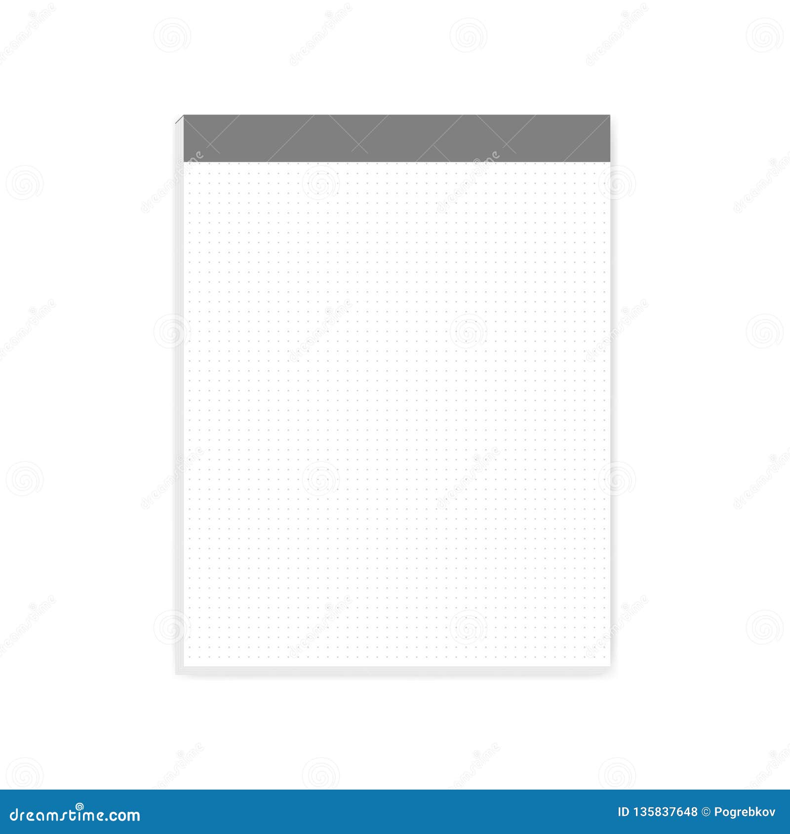 White Dot Grid Note Paper Block Letter Size, Realistic Vector Mock-up ...