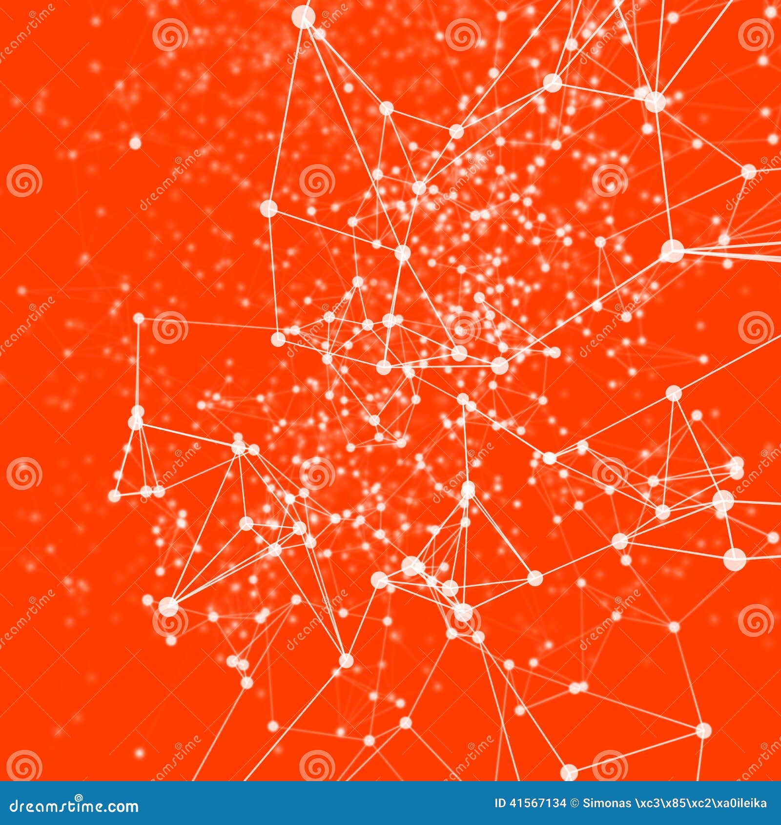 White Dots Connected on Orange. Abstract Background. White on or Stock ...