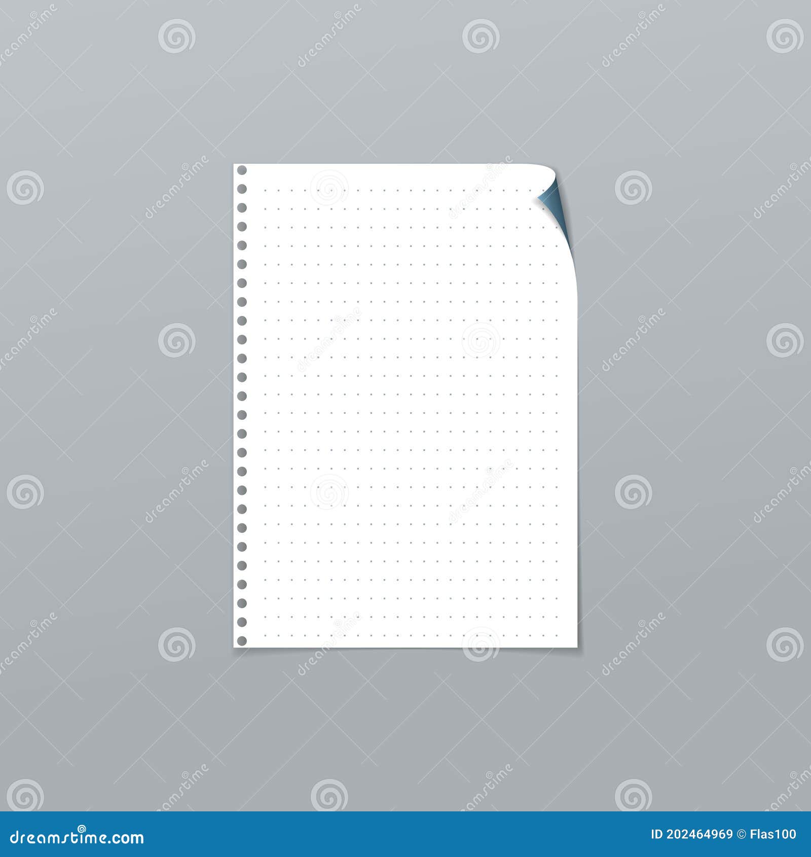 White Dotted, Lined Note, Notebook Paper with Folded Corner is on Grey ...