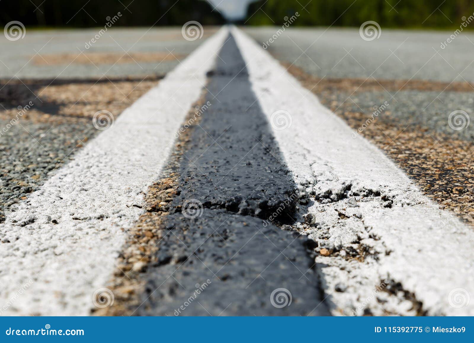 White Double Continuous Strip on the Asphalt Road Stock Image - Image ...