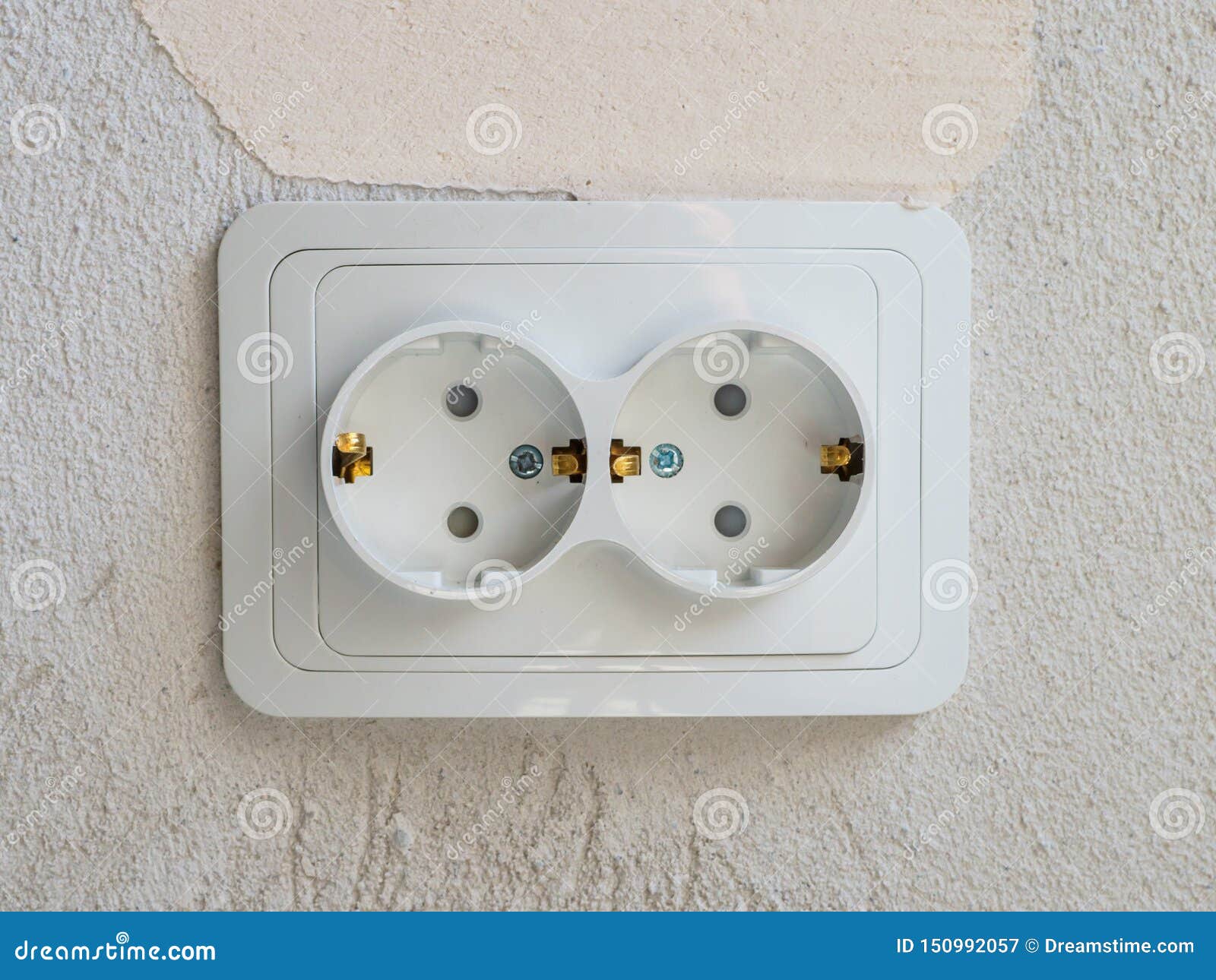 White Double Electrical Socket in the Room. Stock Image - Image of ...