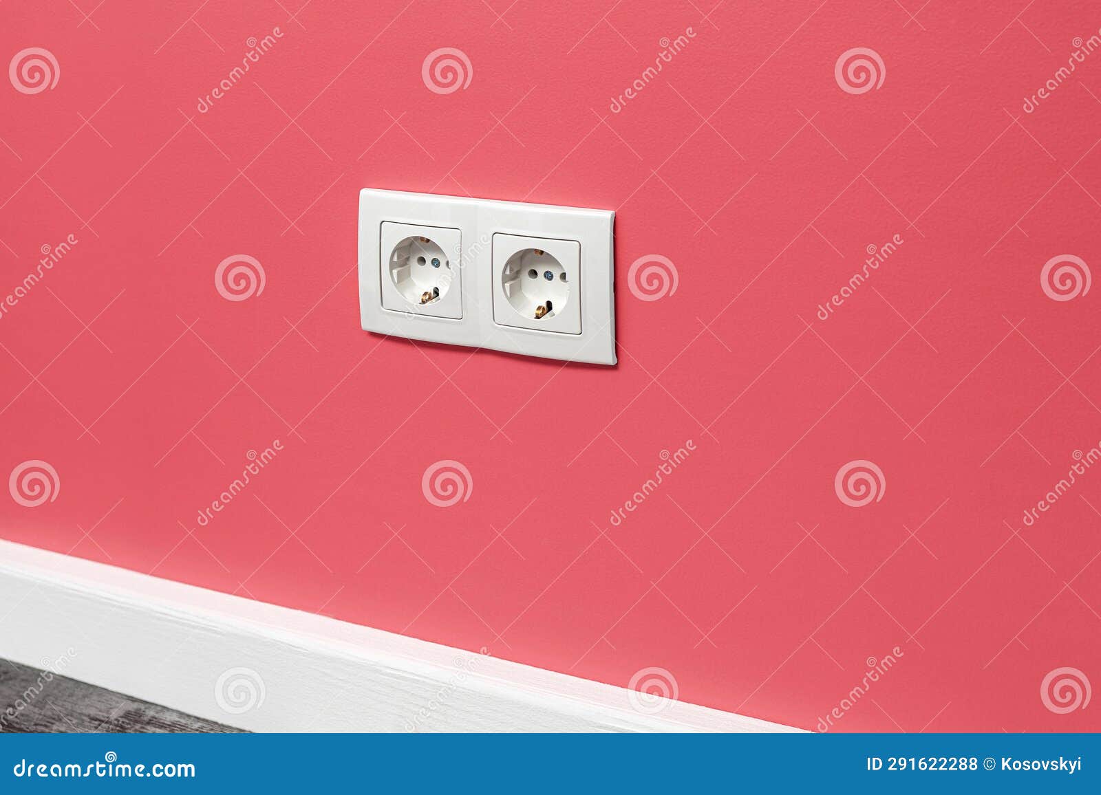 White Double Outlet on Pink Wall Stock Photo - Image of empty, side ...