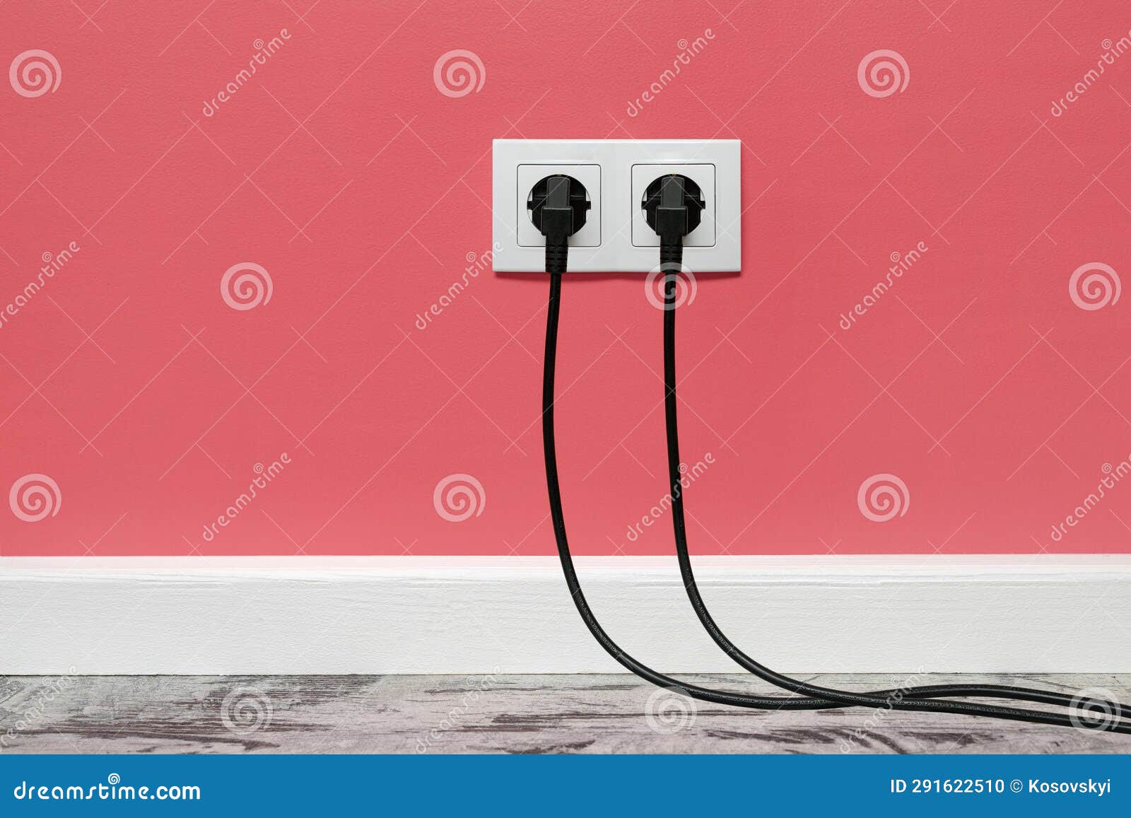 White Double Outlet on Pink Wall Stock Photo - Image of planning, cable ...