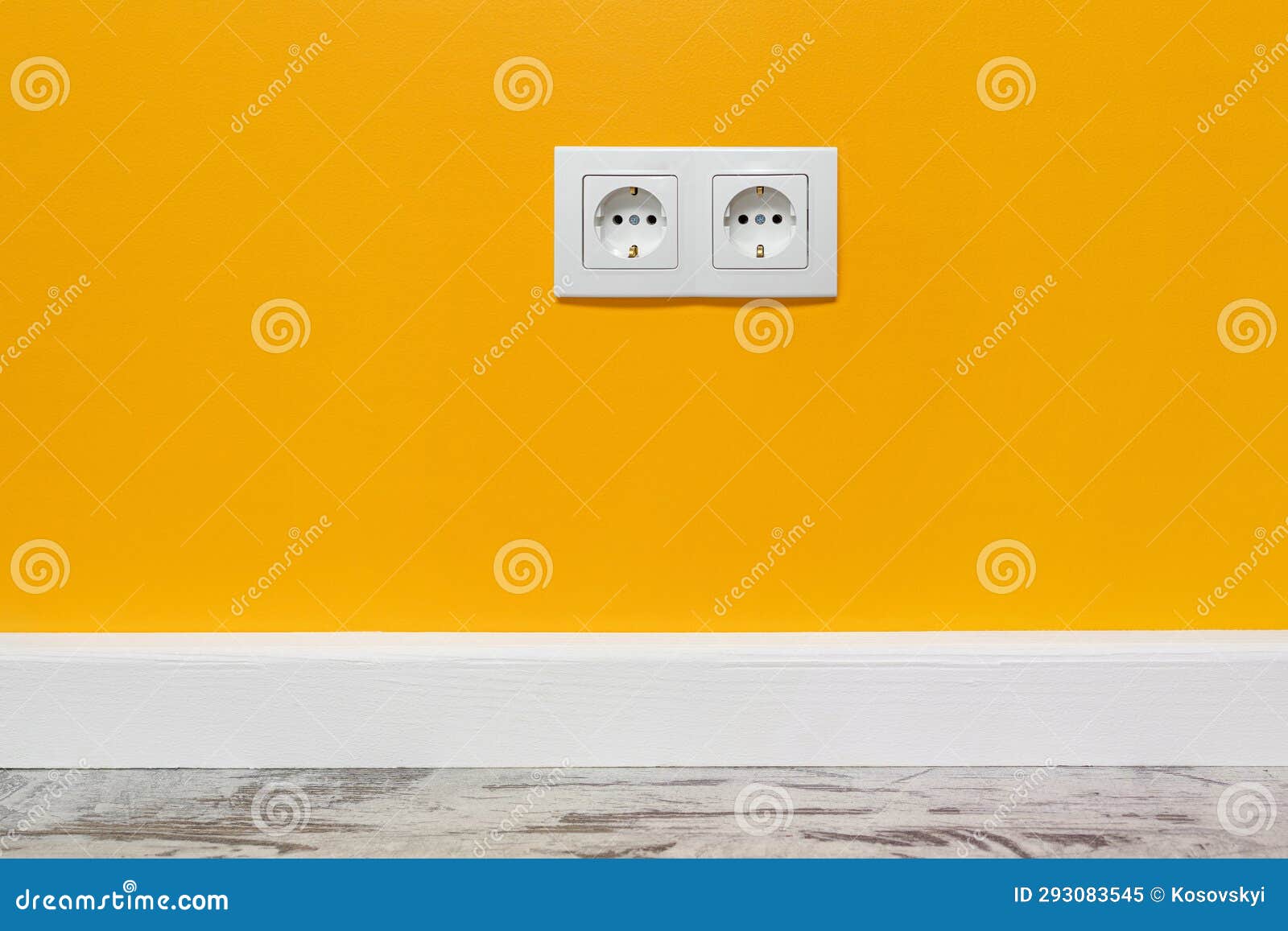 White Double Outlet on Yellow Wall Stock Image - Image of electrical ...