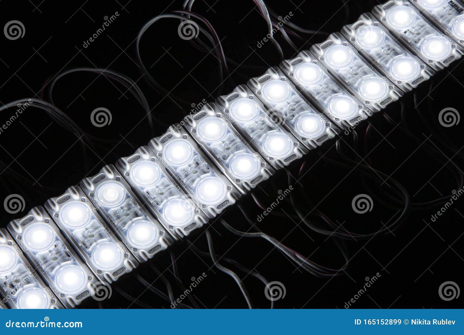 White Double Segment Led Modules on Black Background Stock Image ...