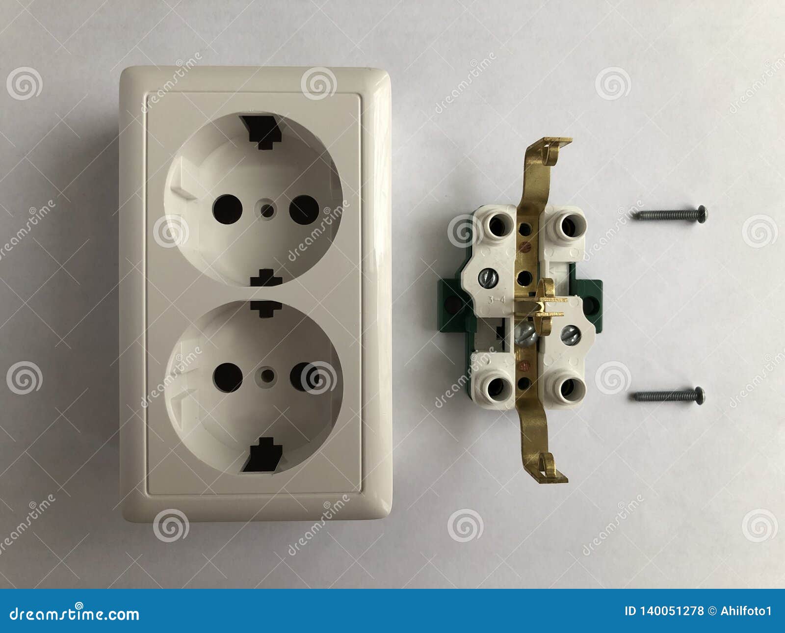 White Double Socket in the Analysis. Stock Photo - Image of power ...
