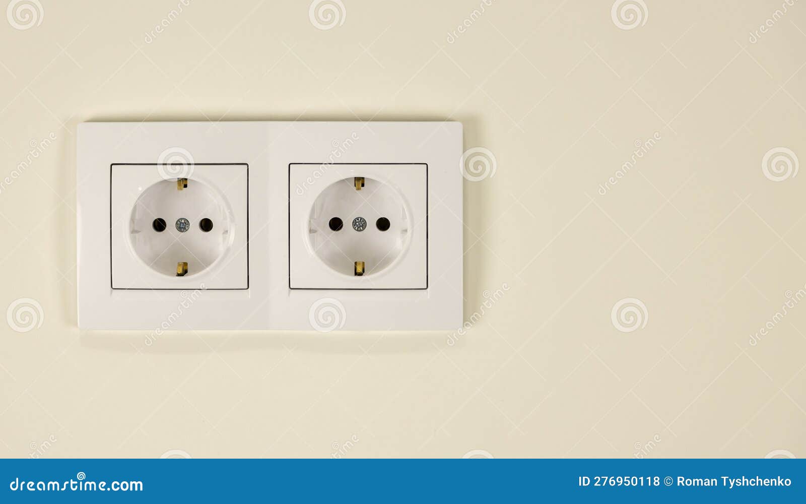 White Double Socket on the Wall. the Concept of Electricity Supply in ...