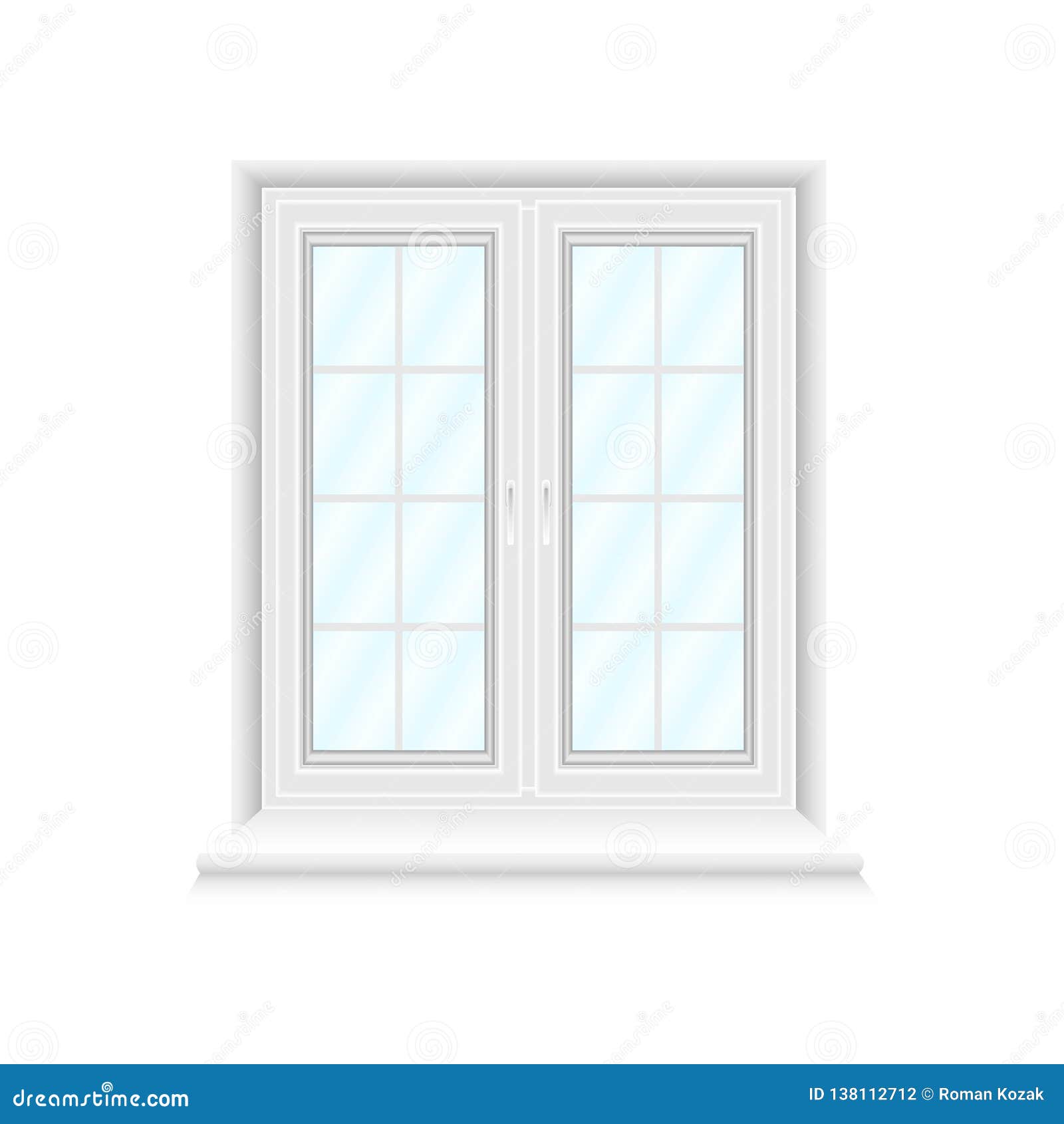 White Double Window Frame on White Background with Blue Glasses Stock ...