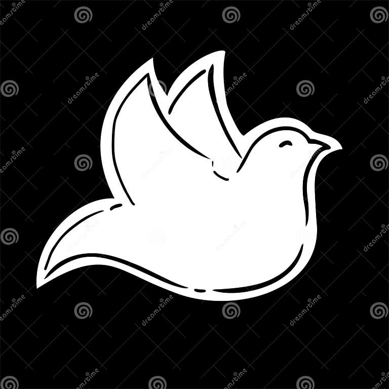 White dove flying draw stock vector. Illustration of white - 265880456