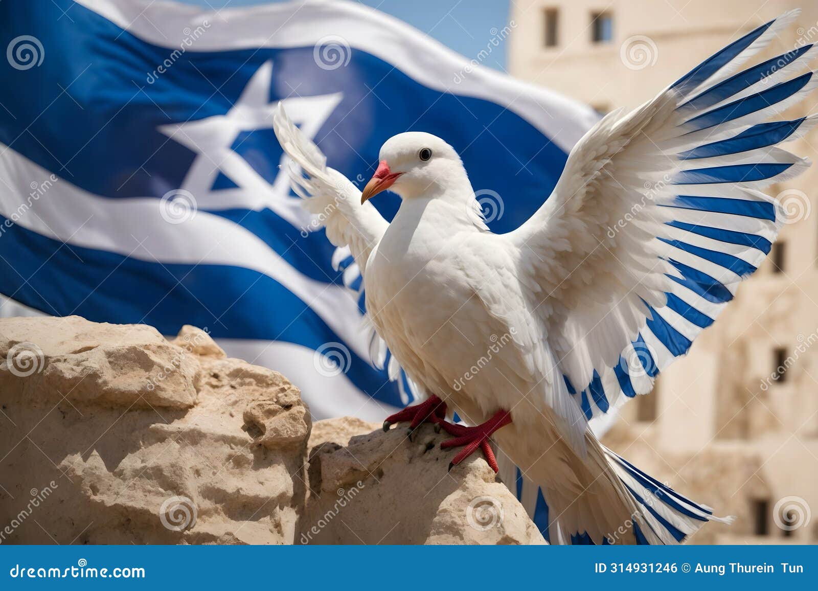 A White Dove with an Israel Flag Background Stock Photo - Image of ...