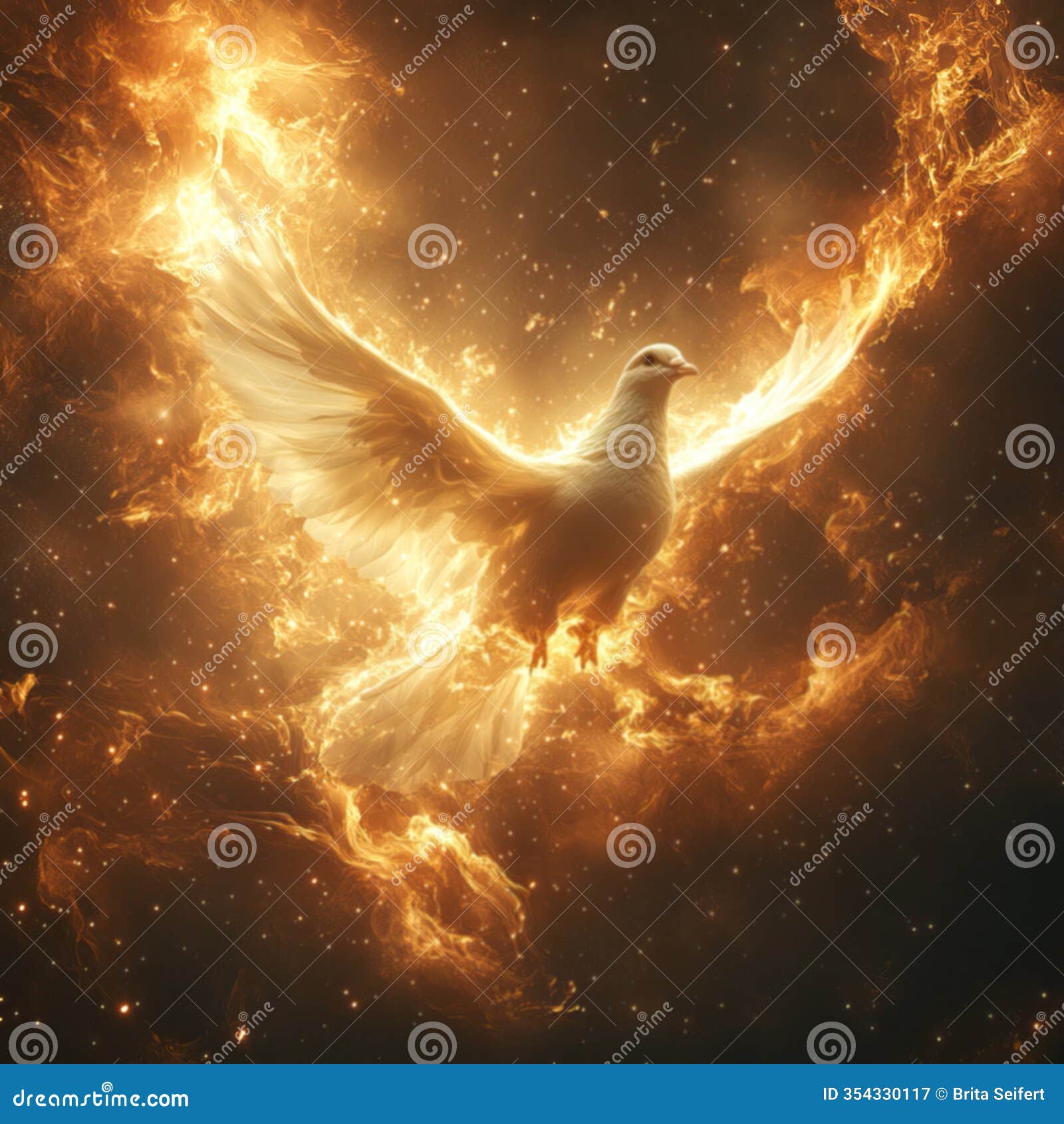 A White Dove S Wings Burning on Fire Stock Illustration - Illustration ...