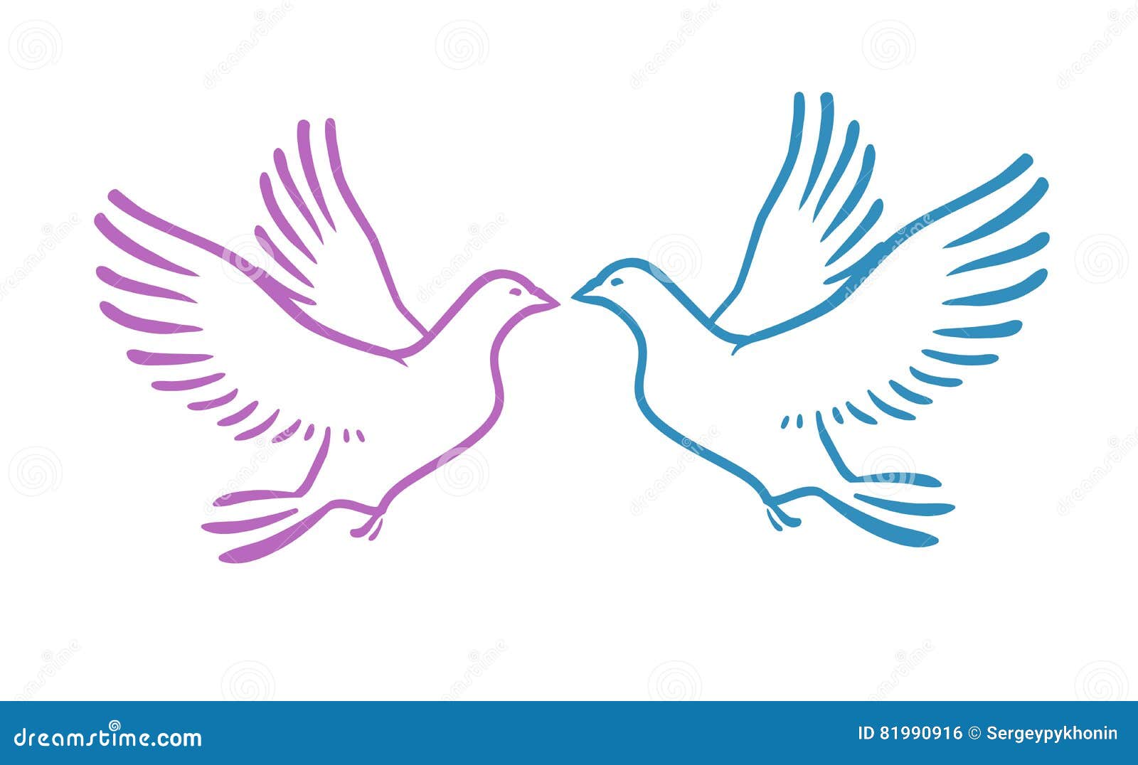 White Doves As Concept Love or Peace. Abstract Vector Illustration ...