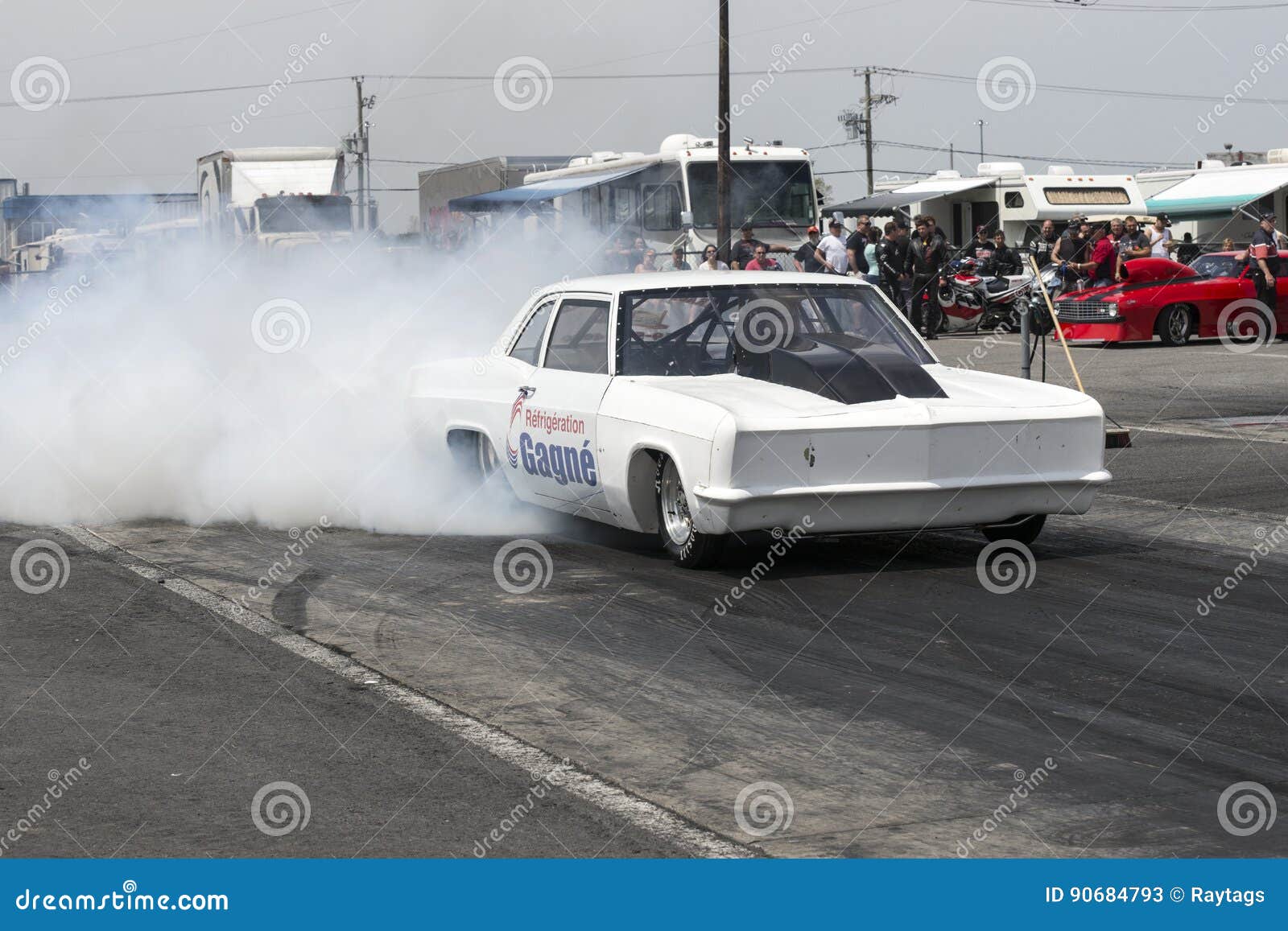 White drag car burnout editorial stock photo. Image of competition ...