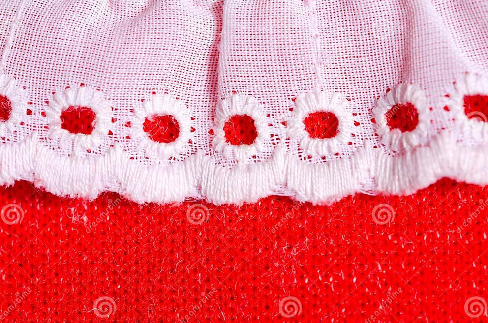 White Drape with Circles on Red Fabric. Stock Image - Image of decor ...