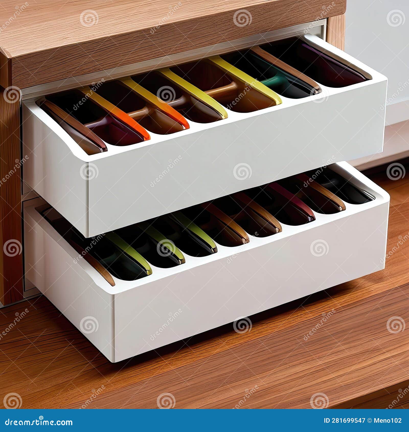 A White Drawer with Compartments Stock Illustration - Illustration of ...