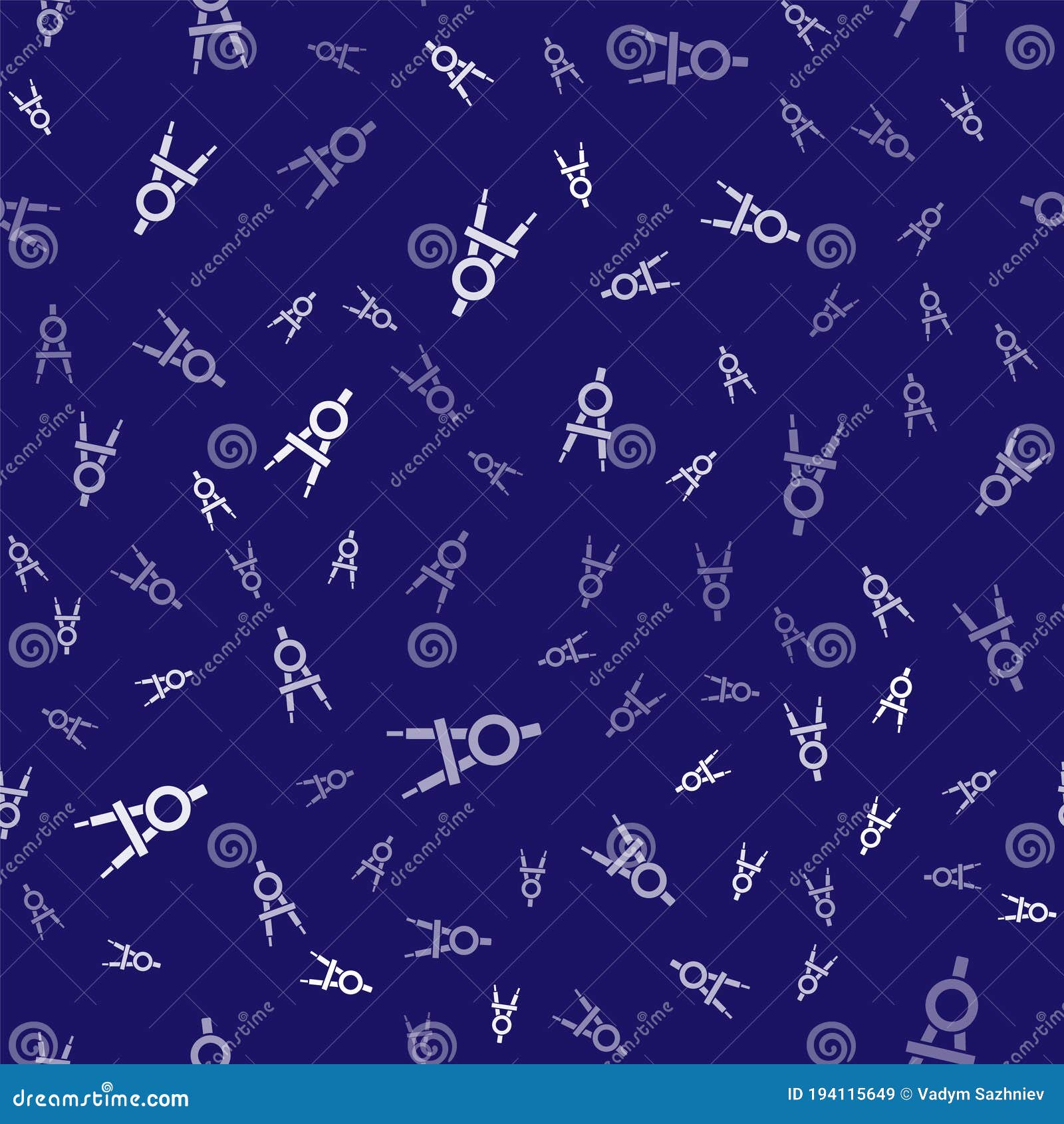 White Drawing Compass Icon Isolated Seamless Pattern on Blue Background ...