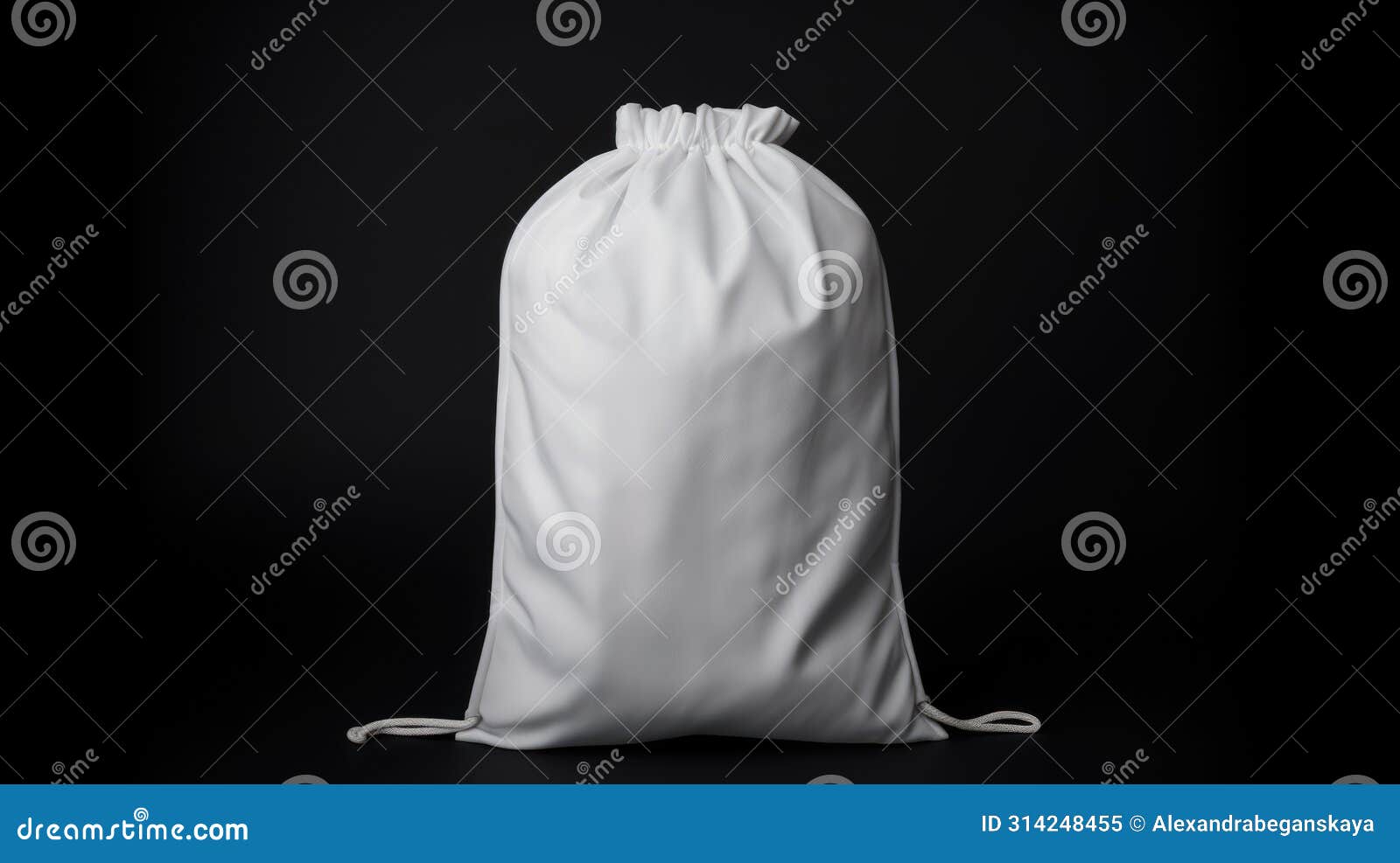 White Drawstring Bag on Black Background - Minimalist and Modern Stock ...
