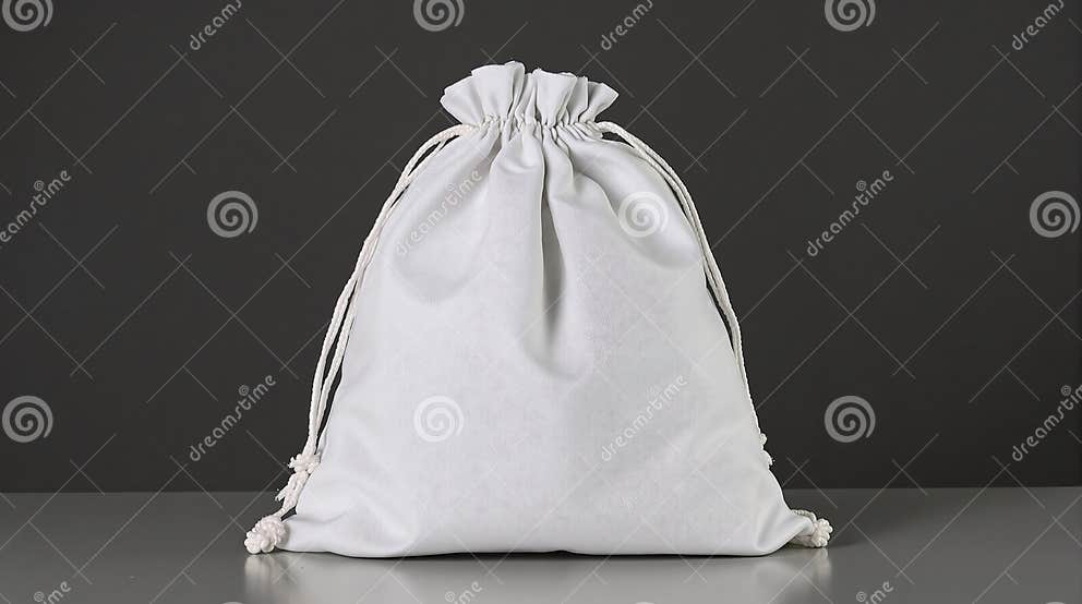 White Drawstring Bag Mockup for Branding Design Presentation Stock ...