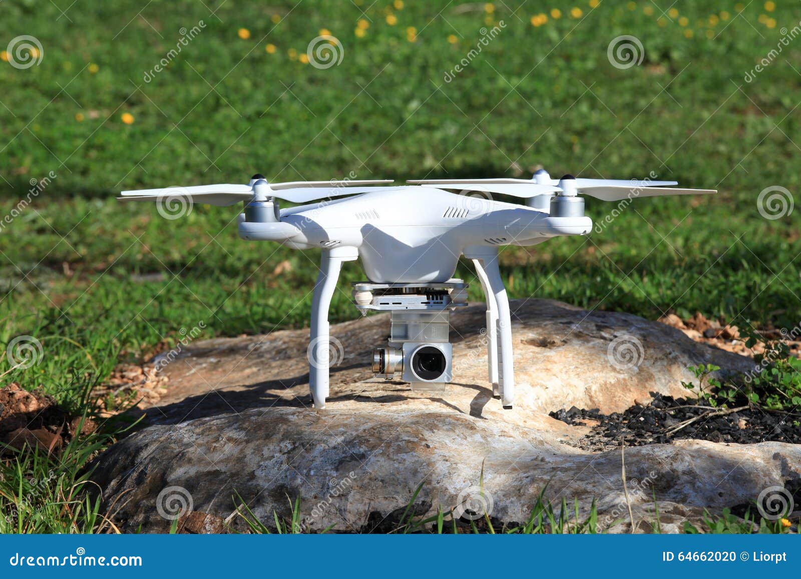 White Drone Equipped with High Resolution 4K Video Camera Stock Photo ...